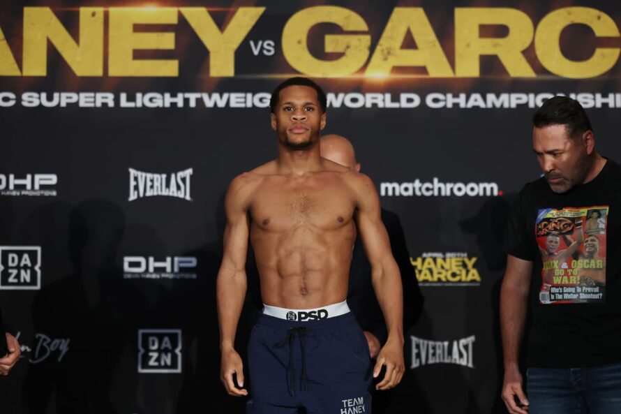 Photos: Devin Haney, Ryan Garcia tip the scales & go face to face in ...