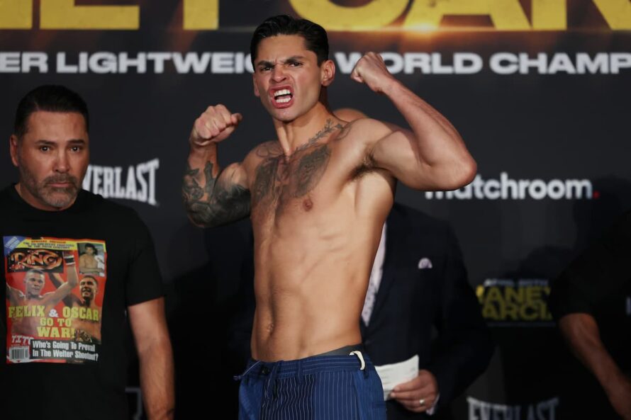 Photos: Devin Haney, Ryan Garcia tip the scales & go face to face in ...