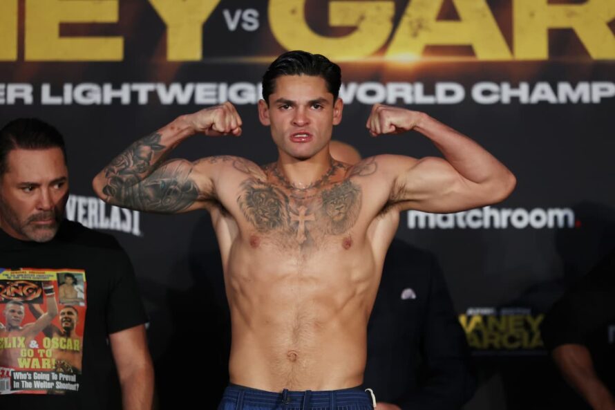 Photos: Devin Haney, Ryan Garcia tip the scales & go face to face in ...