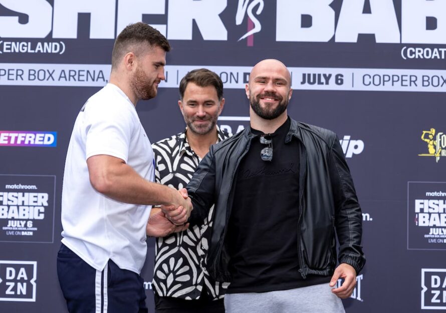 Photos: Johnny Fisher & Alen Babic preview their fight & go face to ...