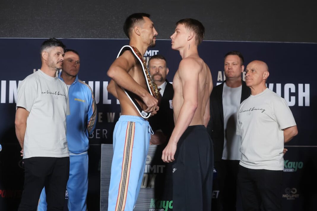 Photos: Janibek Alimkhanuly vs Andrei Mikhailovich on weight for 160 ...