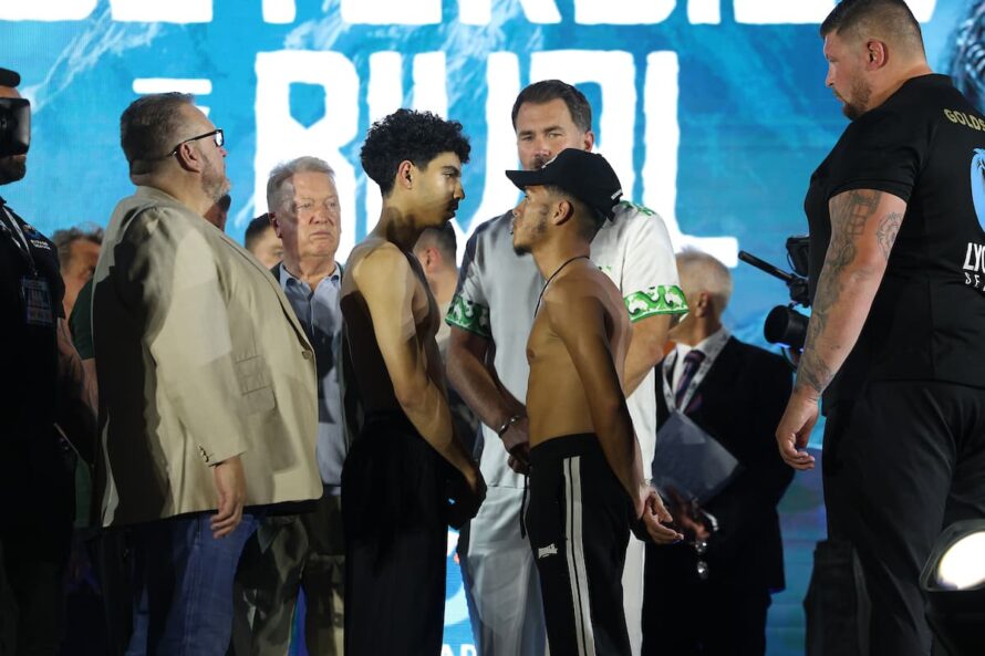 Photos: Jai Opetaia vs Jack Massey official for 200 lbs title ...