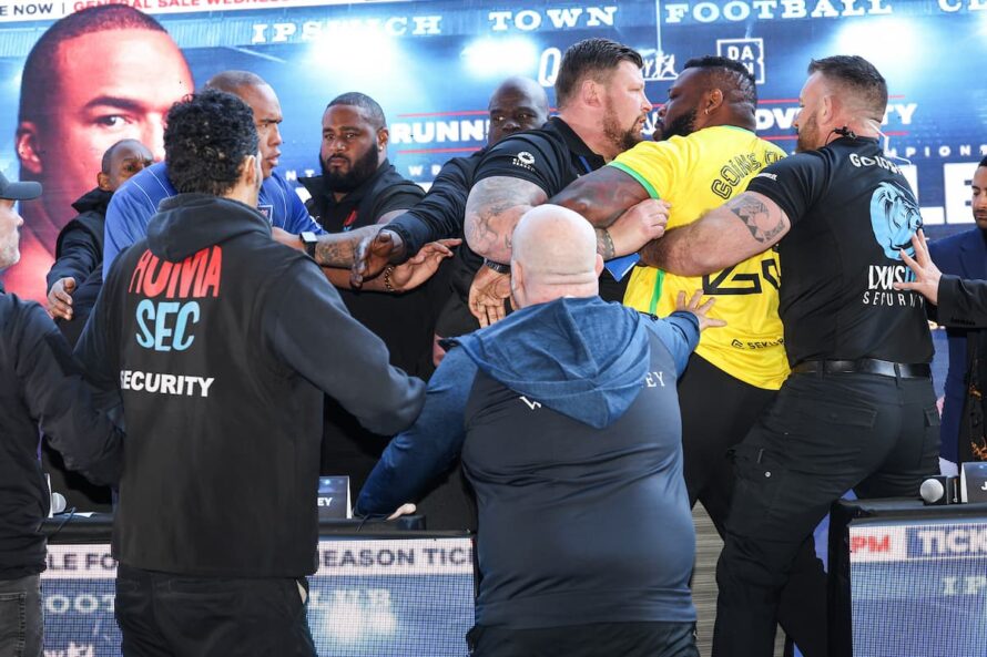 Photos: Fabio Wardley vs Jarrell Miller first face-off at Portman Road ...