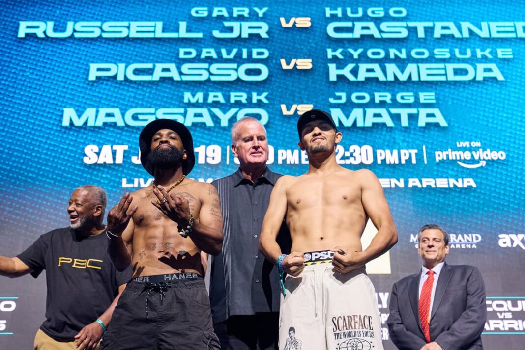 Photos: Manny Pacquiao and Mario Barrios make weight for 147-pound ...