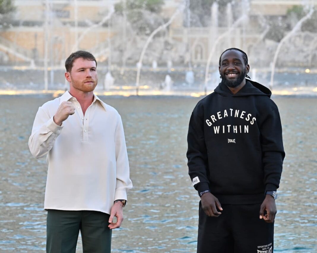 Photos: Canelo Alvarez and Terence Crawford face off at Fountains of ...