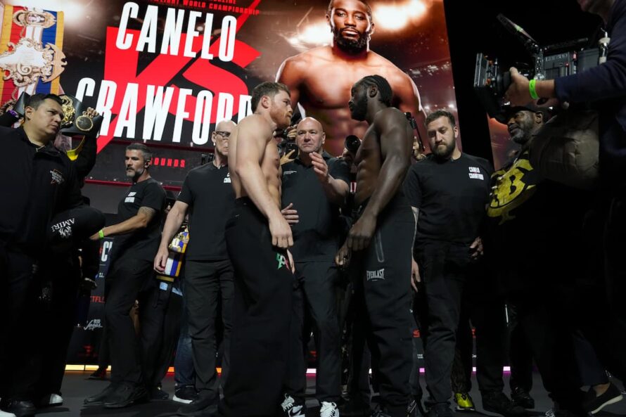 Photos: Canelo and Crawford make weight for 168-pound clash on Netflix ...