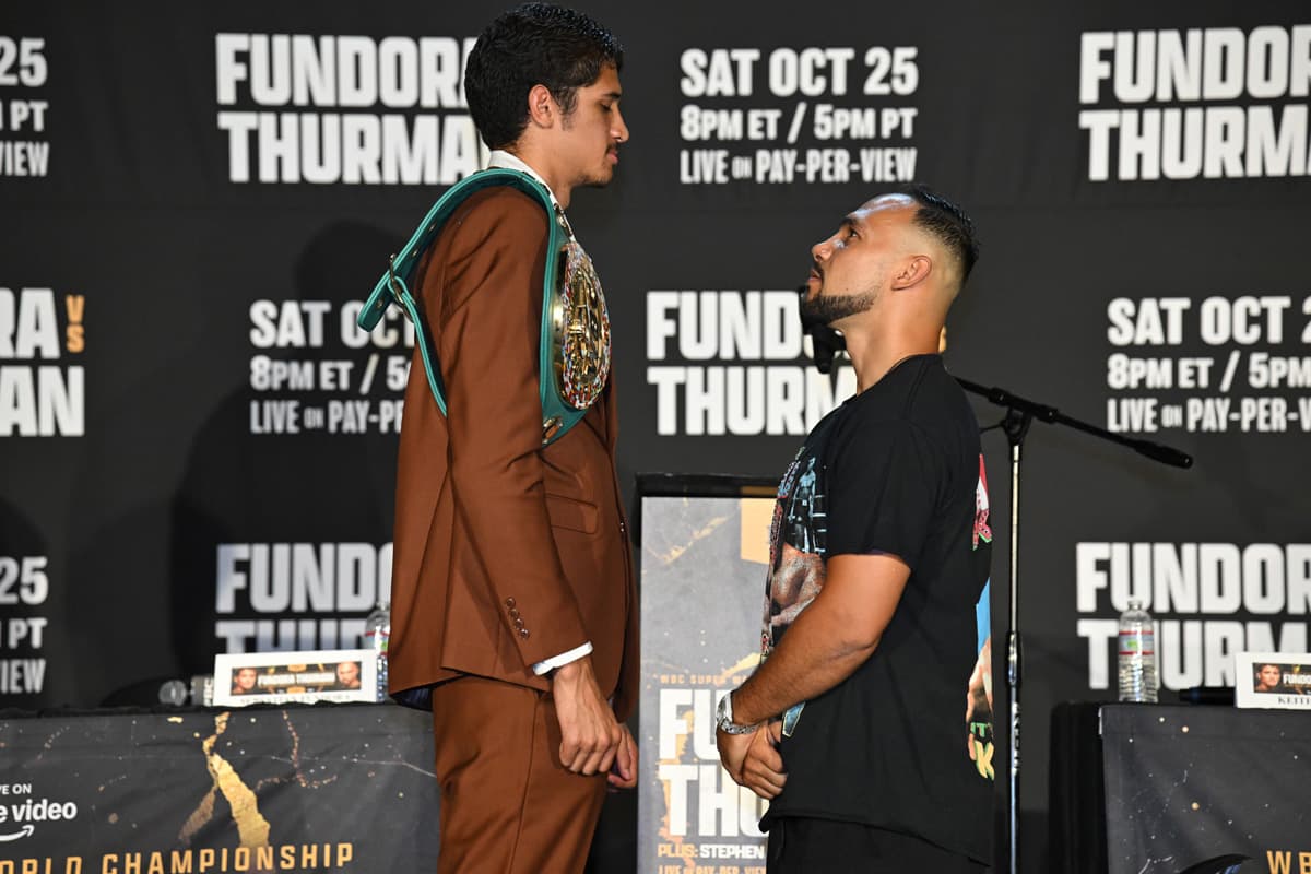 Photos: Sebastian Fundora and Keith Thurman face off at launch press conference - FIGHTMAG