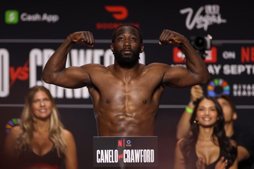 Photos: Canelo and Crawford make weight for 168-pound clash on Netflix ...
